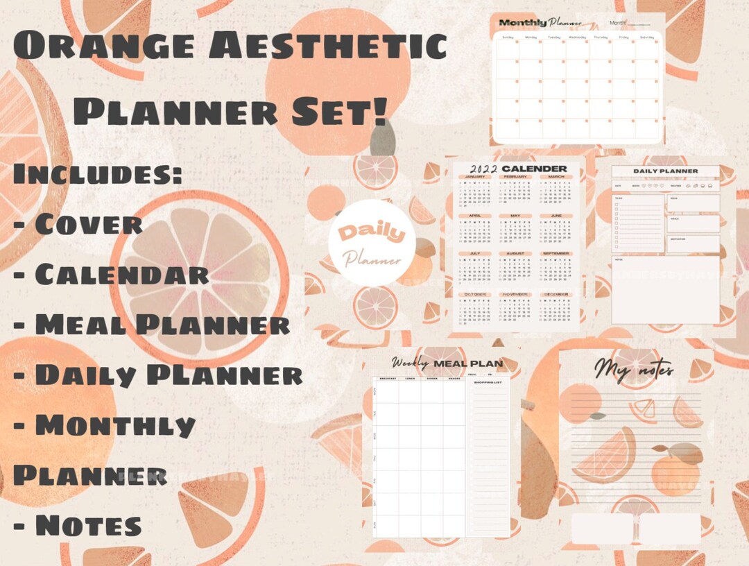 Orange Aesthetic Planner Set - Digital Planner - Goodnotes Planner ...
