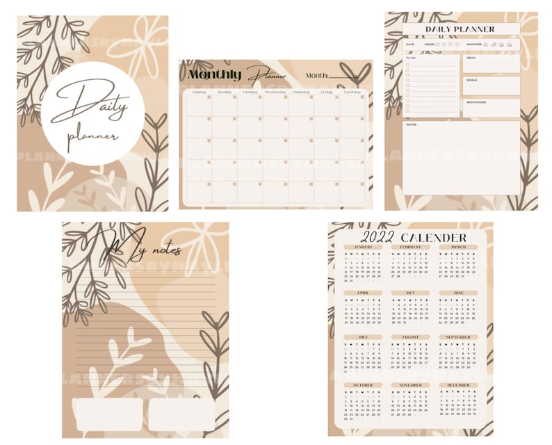 Brown Aesthetic Planner Set, Digital Planner, Goodnotes Planner ...