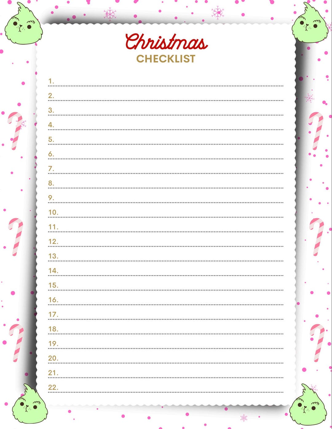 Printable PDF Checklist, Christmas to Do List, Grinch Christmas ...