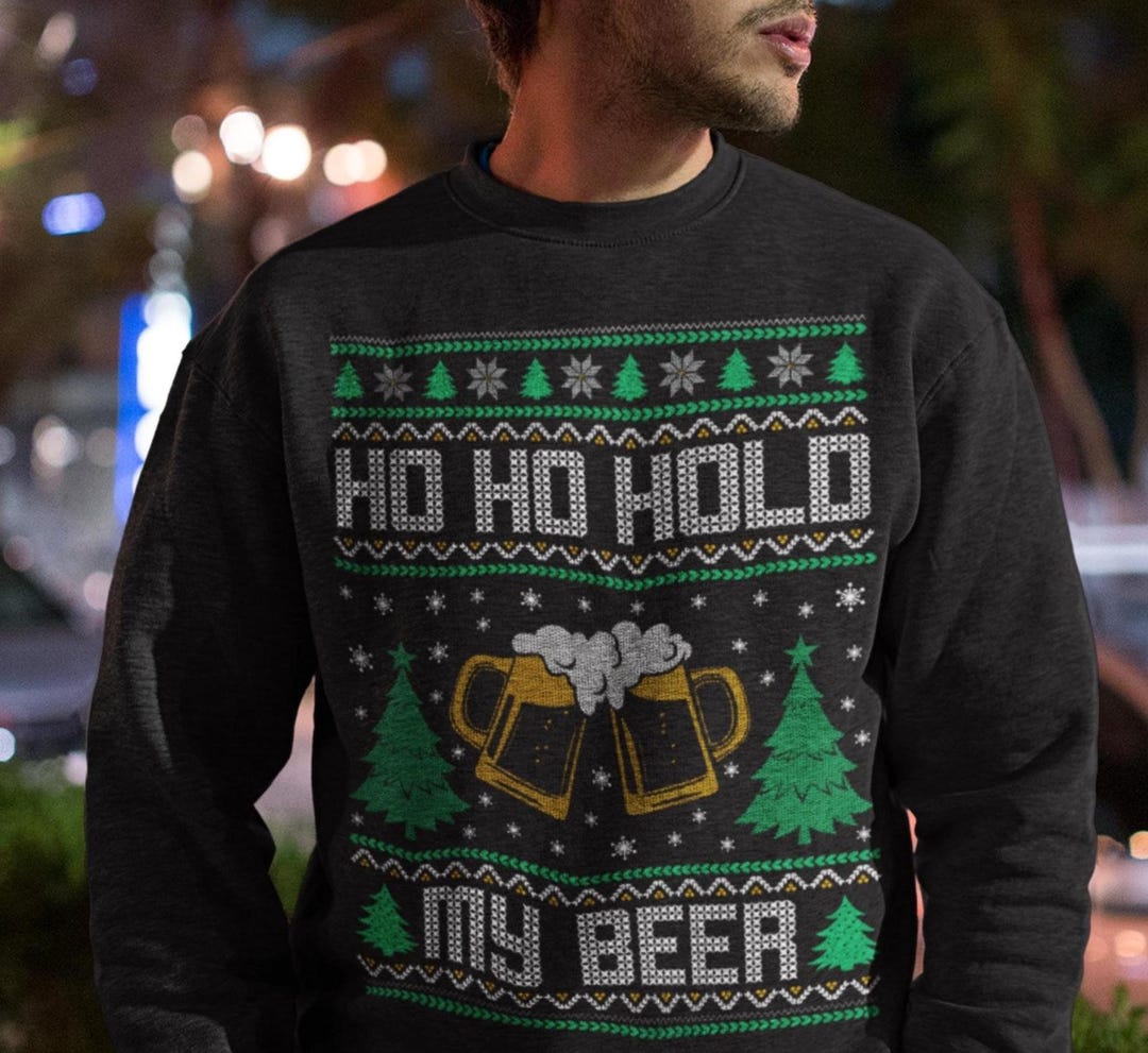 Ho Ho Hold My Beer, Ugly Christmas Sweater, Unisex Christmas Sweater ...