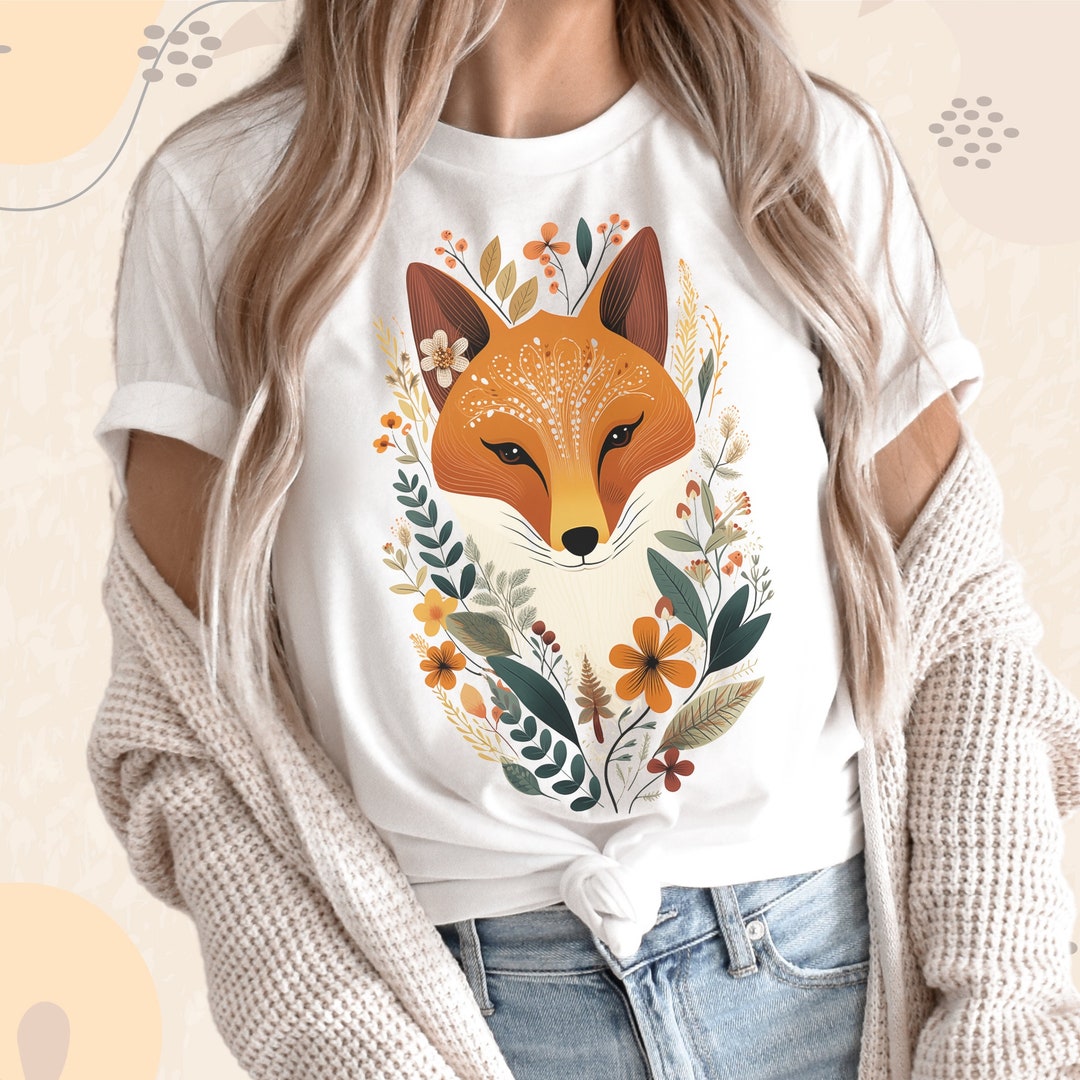 Floral Foxes Tshirt, Bohemian Fox T-shirt, Boho Style Shirt ...