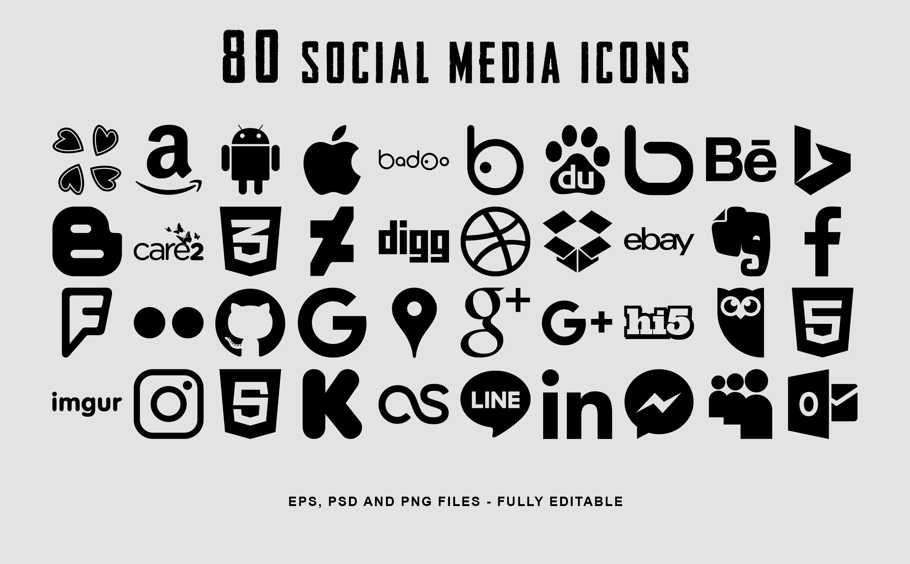 80 Social Media Icons Mega Pack / Website Icons / Blog Icons ...