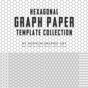 Hexagonal Graph Paper Template Collection / Photoshop Patterns / Honeycomb Pattern / Digital ...