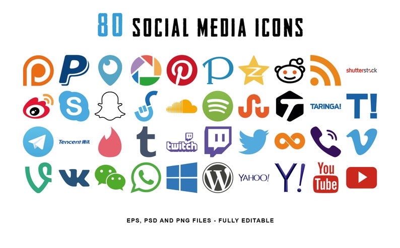 80 Social Media Icons Mega Pack / Website Icons / Blog Icons ...