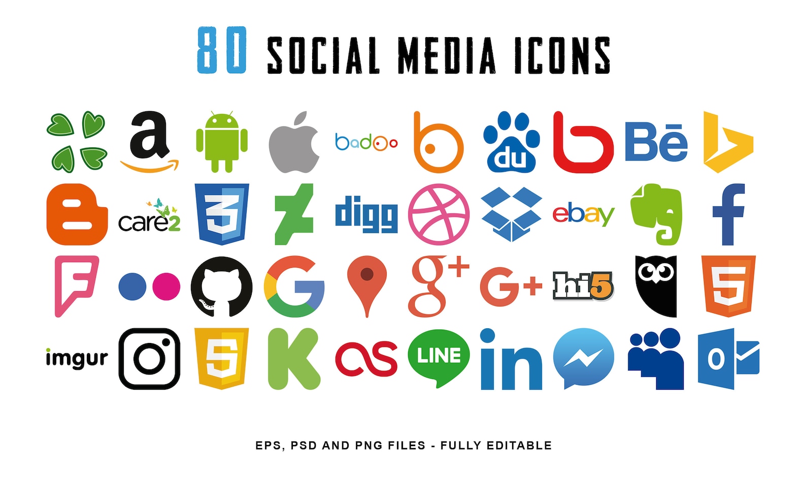 80 Social Media Icons Mega Pack / Website Icons / Blog Icons ...