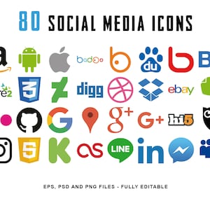 80 Social Media Icons Mega Pack / Website Icons / Blog Icons ...