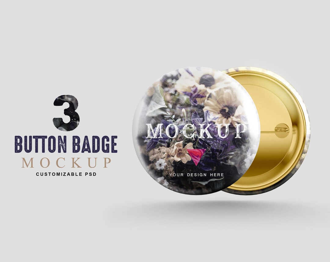 Pin Button Badge Mockup / Pinback Button Badge Mockup / Customizable ...