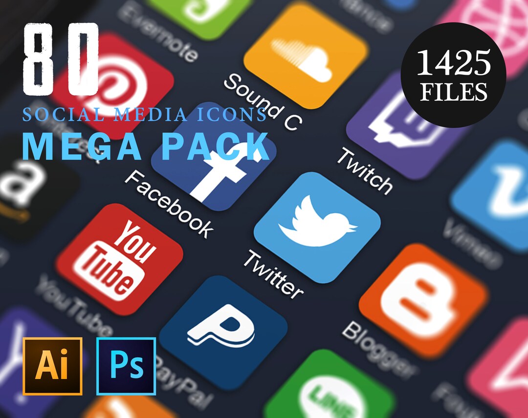 80 Social Media Icons Mega Pack / Website Icons / Blog Icons ...