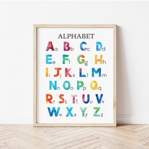 Abcs Poster, Alphabet Watercolor Nursery Decor, Home School, Preschool ...