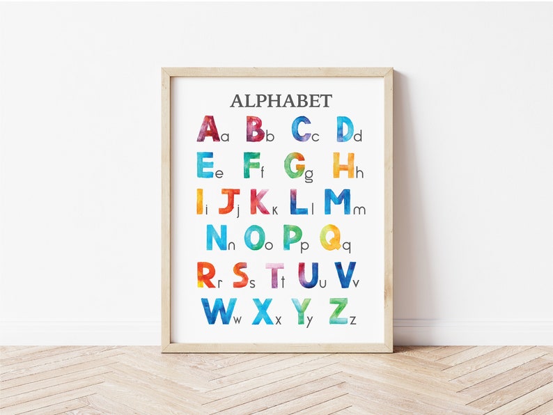 Abcs Poster, Alphabet Watercolor Nursery Decor, Home School, Preschool ...