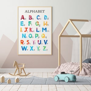 Abcs Poster, Alphabet Watercolor Nursery Decor, Home School, Preschool ...
