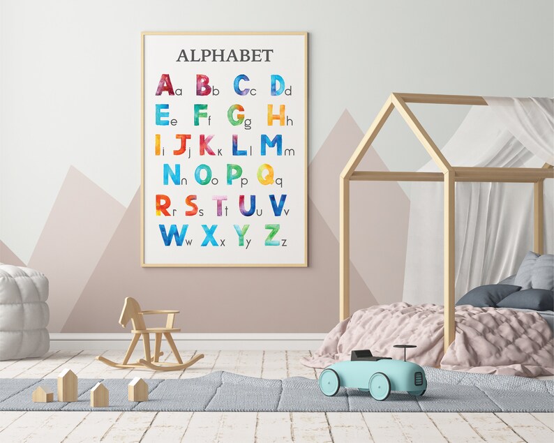 Abcs Poster, Alphabet Watercolor Nursery Decor, Home School, Preschool ...