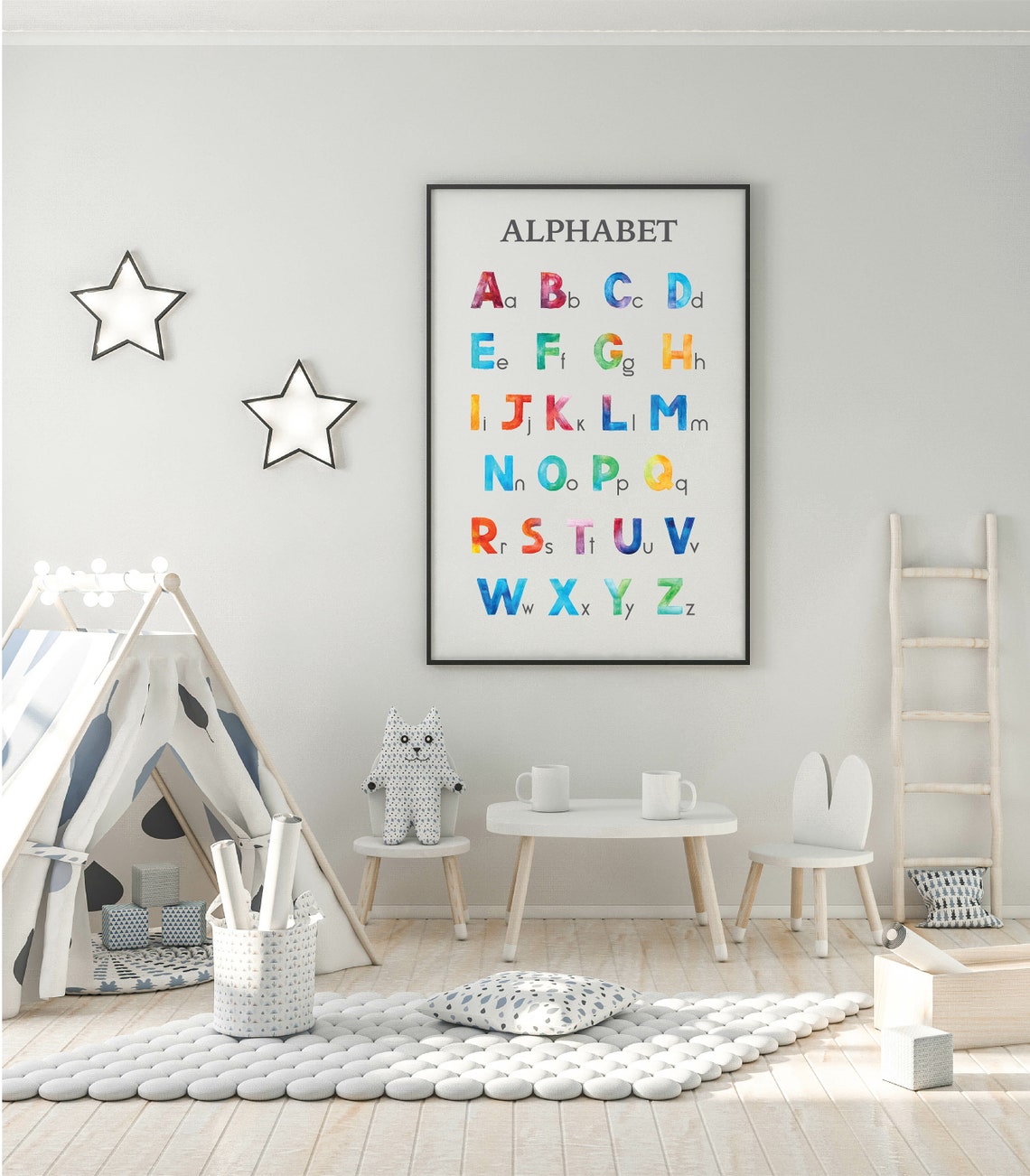 Abcs Poster, Alphabet Watercolor Nursery Decor, Home School, Preschool ...