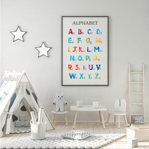 Abcs Poster, Alphabet Watercolor Nursery Decor, Home School, Preschool ...