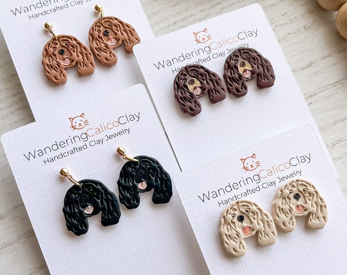English Cocker Spaniel Silver-plated Earrings With an Image - Etsy