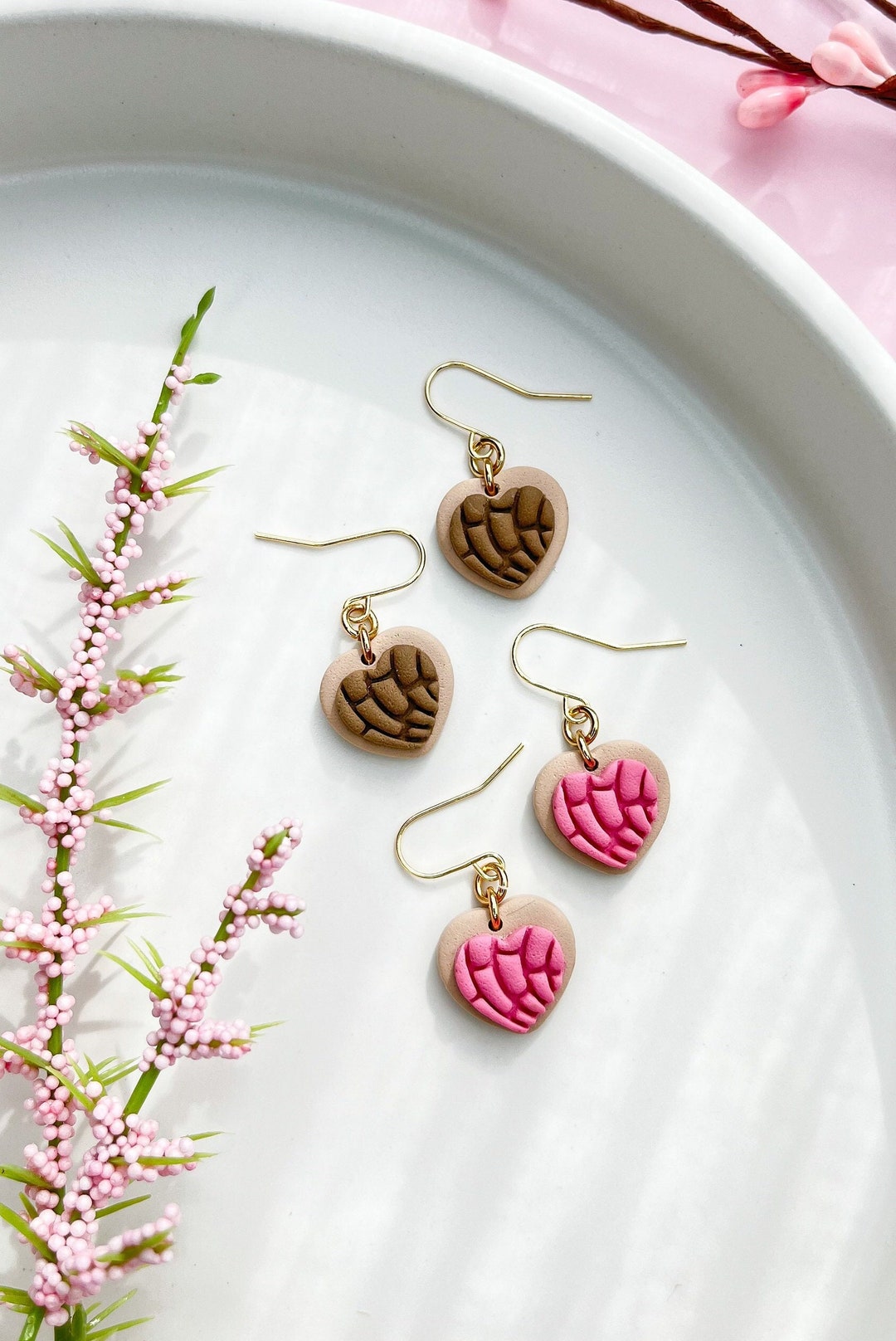 Polymer Clay Mexican Concha Earrings, Pan Dulce Mexican Theme Jewelry ...