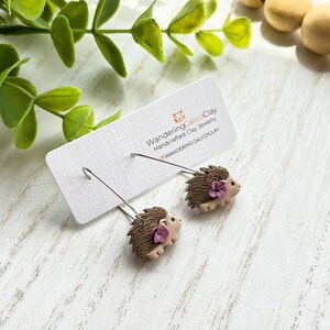 Polymer Clay Hedgehog Earrings, Unique Animal Earrings, Handmade ...