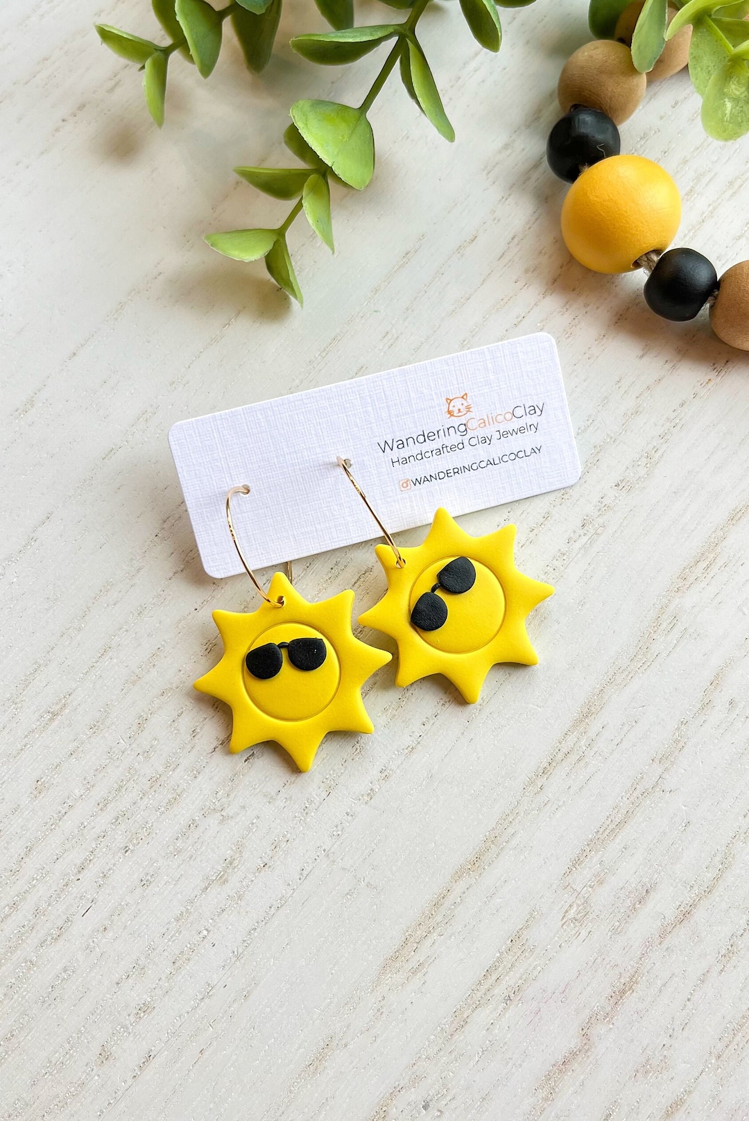 Polymer Clay Summer Sun With Sunglasses Earrings, Spring Summer Jewelry ...