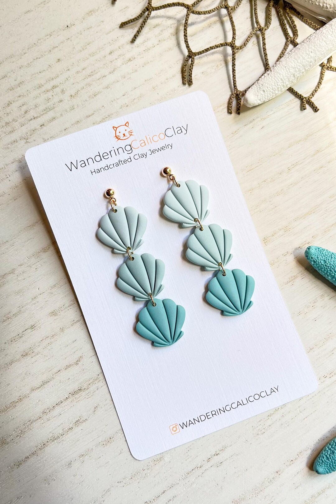 Stacked Seashell Earrings, Summer Beach Earrings, Ocean Life Jewelry ...