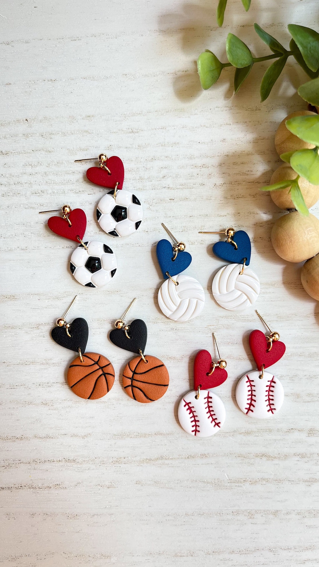 Custom Color Sports Team Earrings, Heart Sports Earrings, Baseball ...