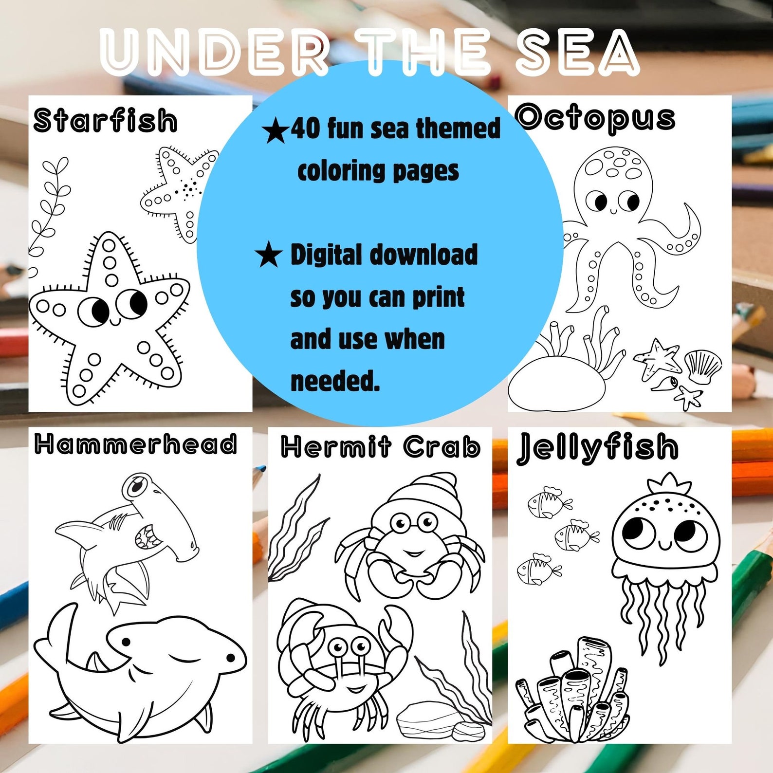 40 Printable Coloring Pages, Under the Sea Themed, Toddlers, Coloring ...