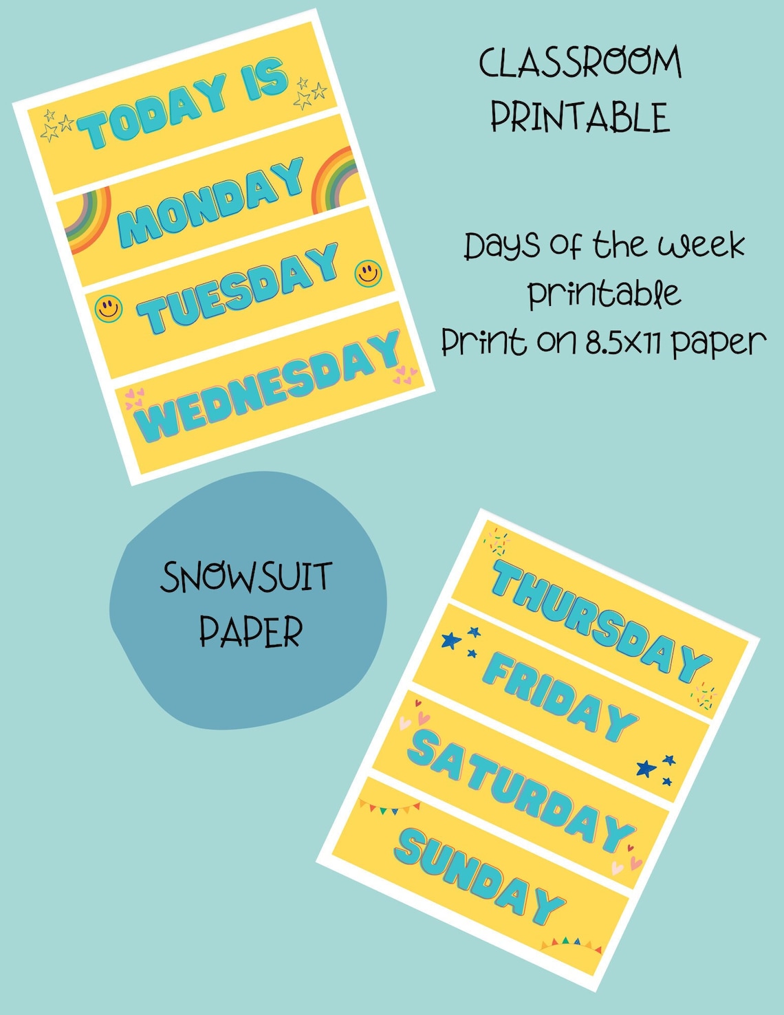 Days of the Week Classroom Printable - Etsy