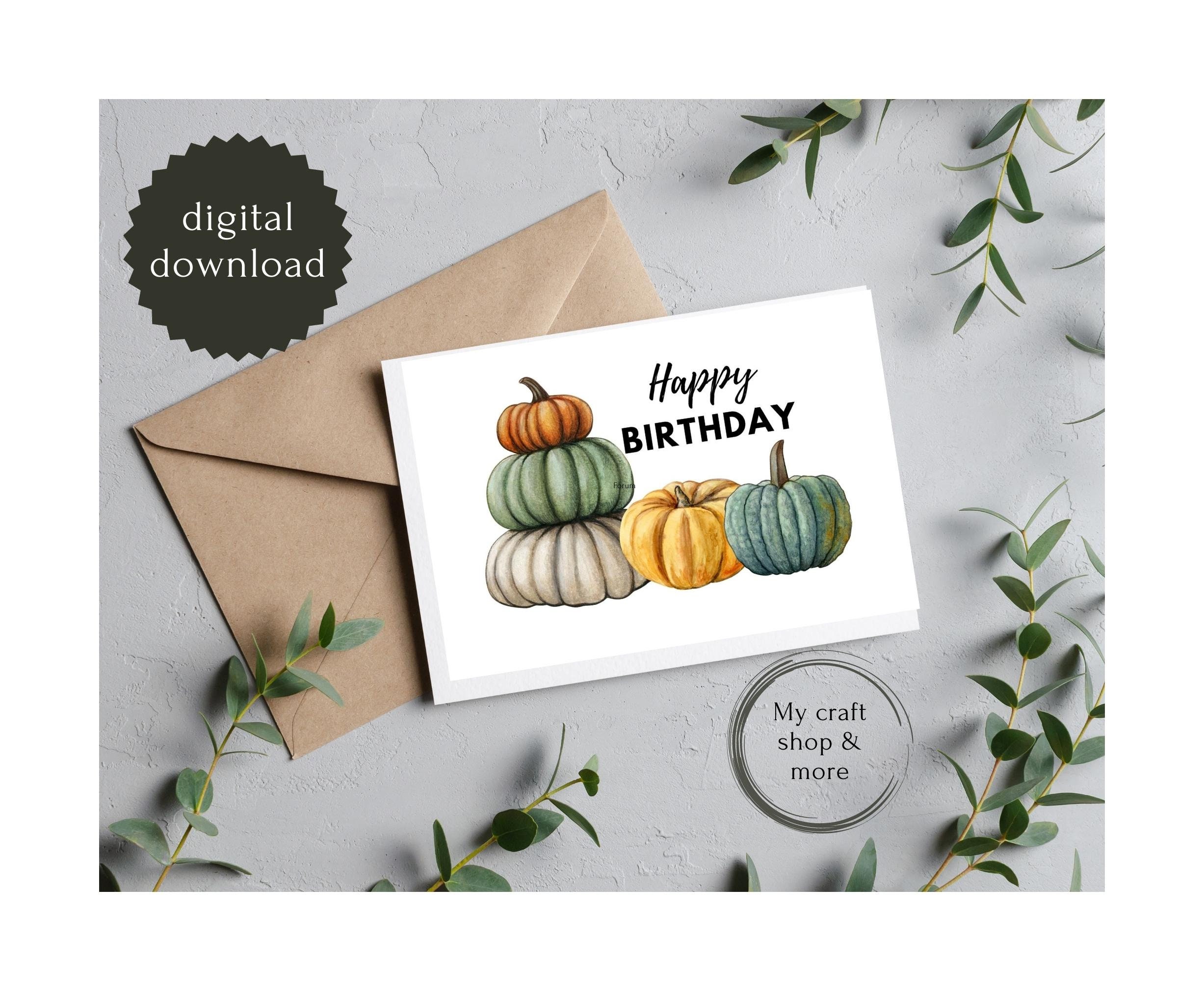 PRINTABLE BIRTHDAY CARD Fall Theme - Etsy