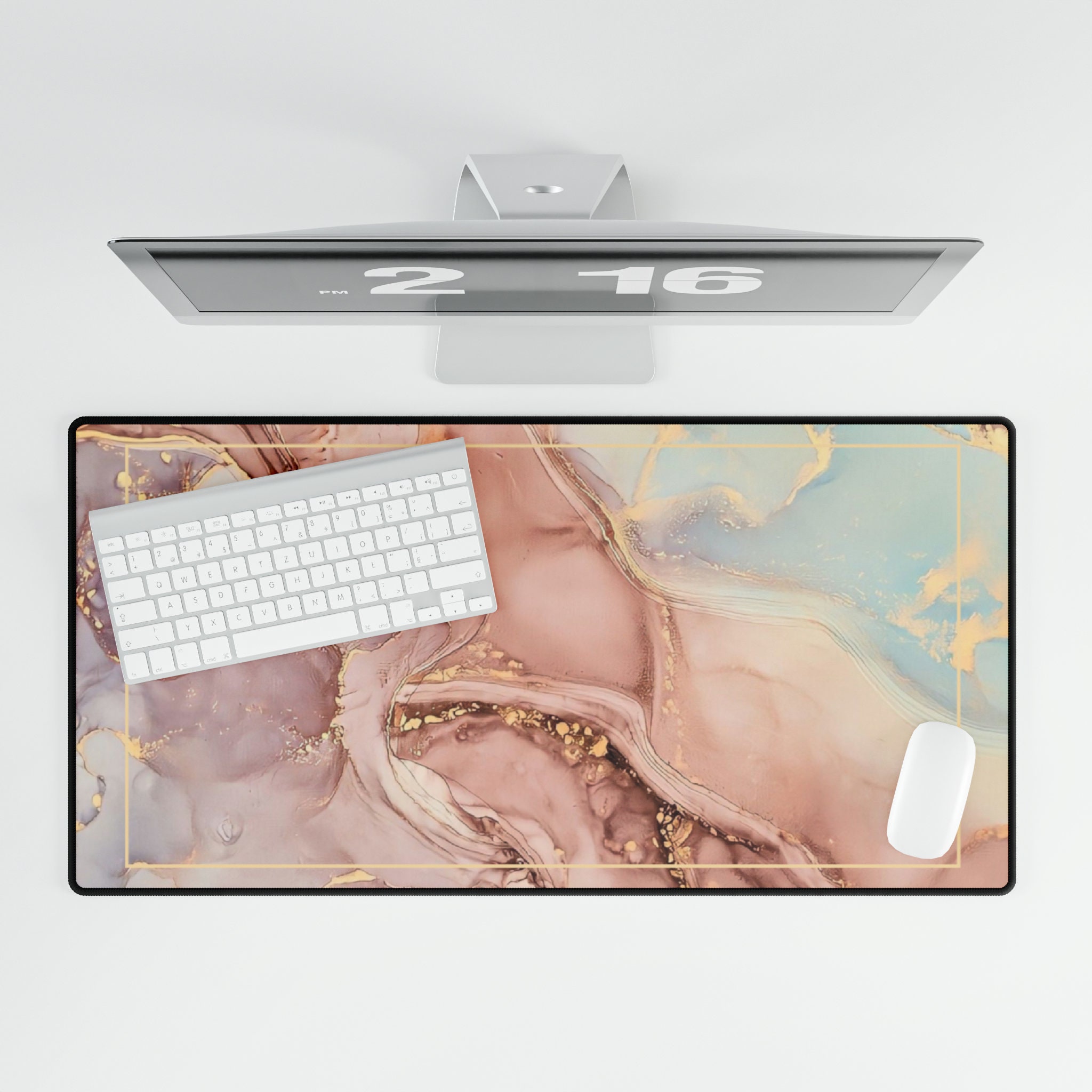 Pink Marble Desk Mat, Aesthetic Desk Mat, Aesthetic Office Decor, Pink ...