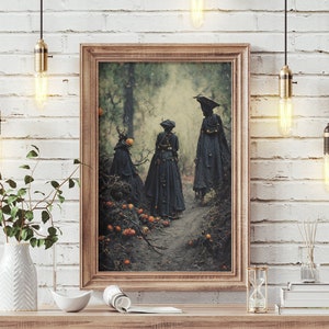Three Witches Walking in a Spooky Forest Printable Wall Art - Etsy