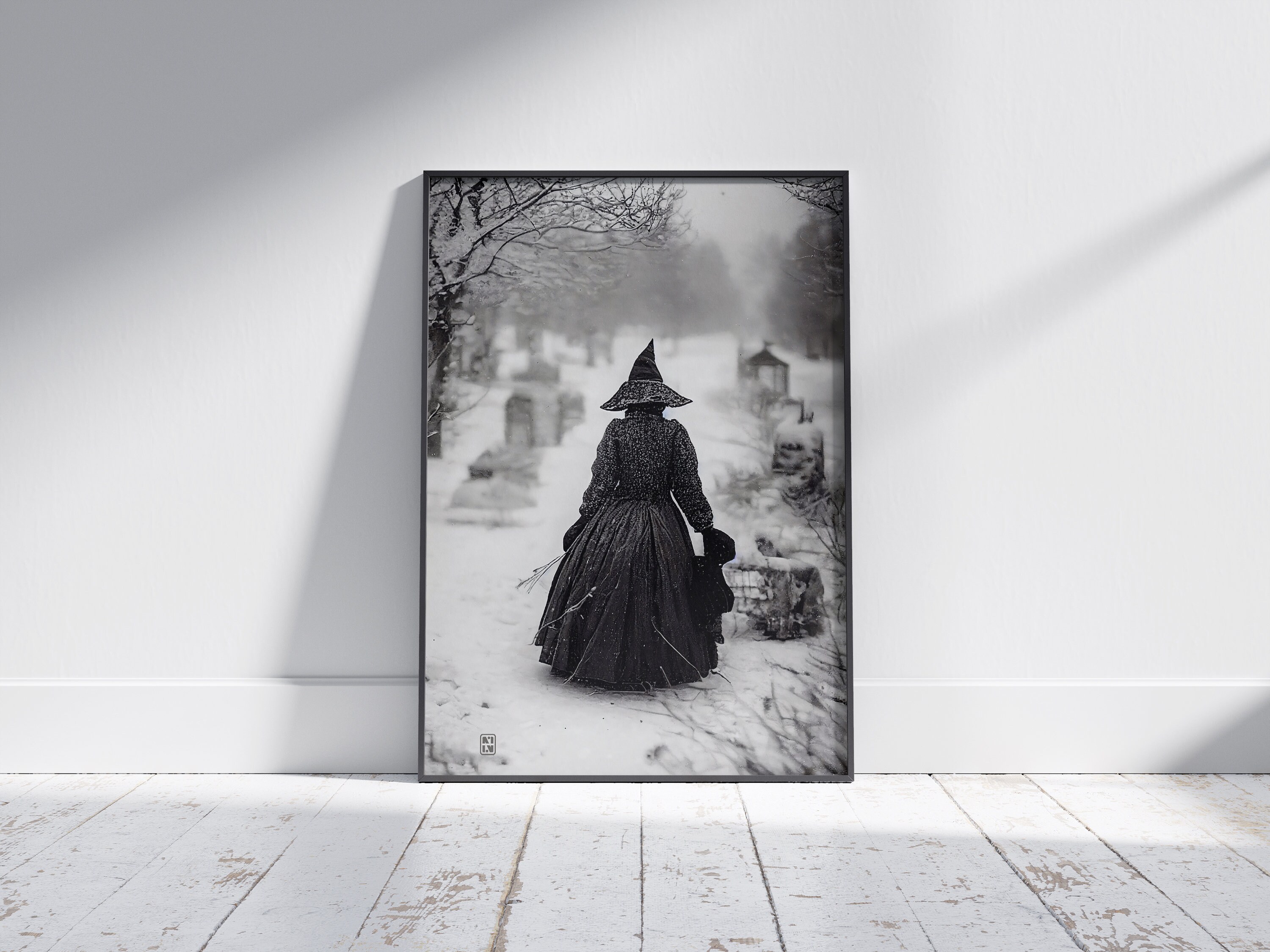 Vintage Style Art of a Witch Wearing a Judenhat in a Winter - Etsy