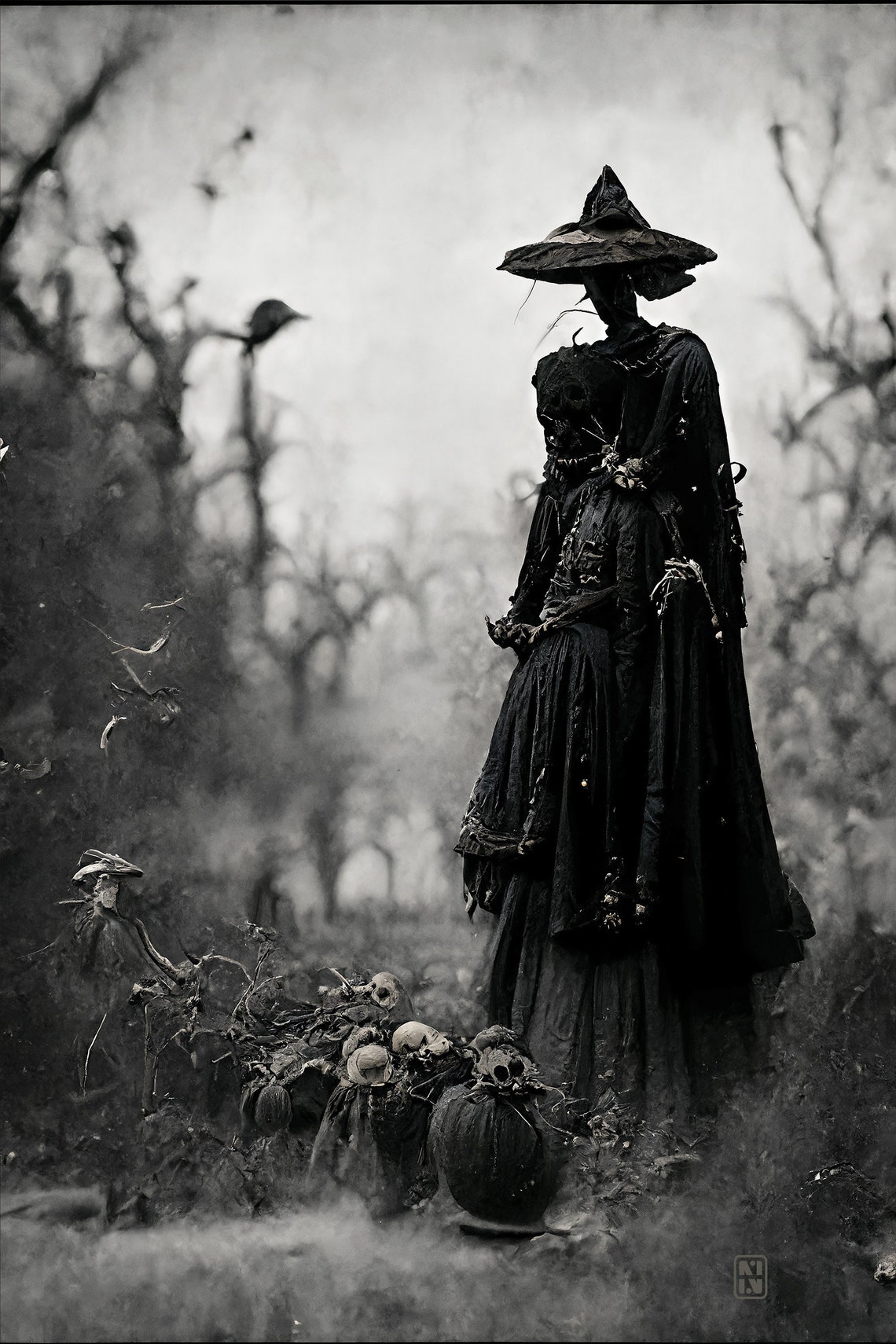 Gothic Art Vintage Style Art of a Witch Wearing a Judenhat - Etsy