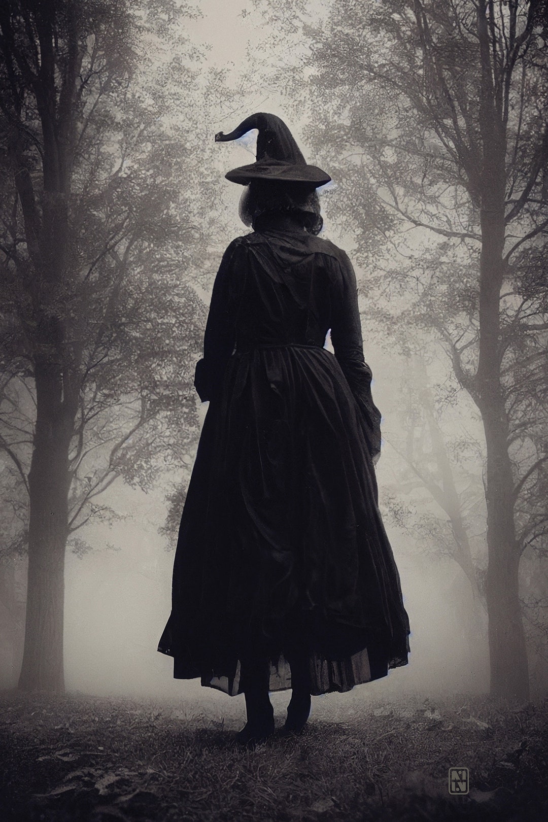 Vintage Style Photograph of a Witch Walking in a Forest - Etsy