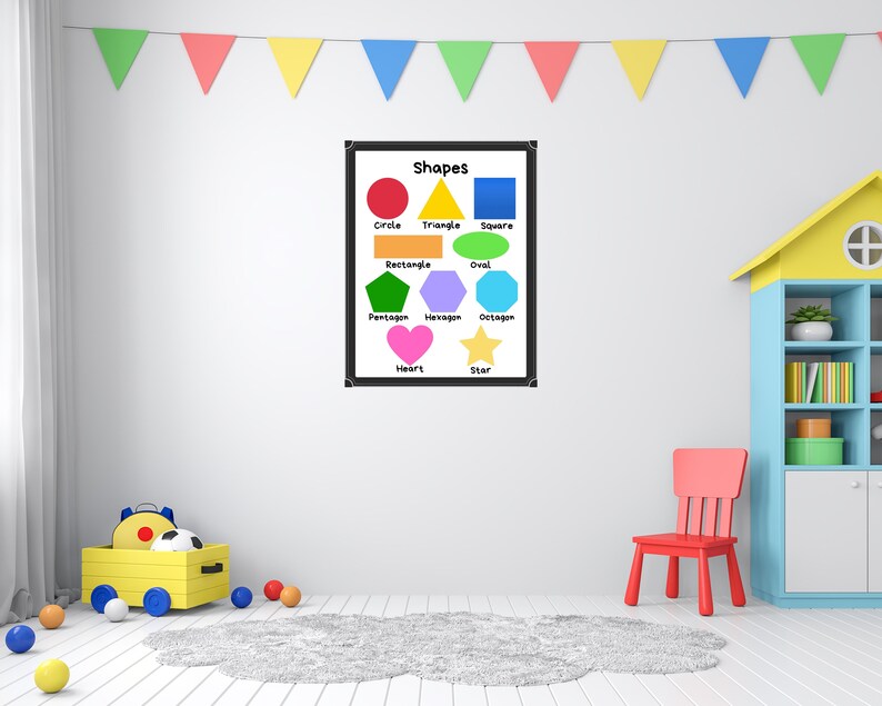 Learn Shapes Educational Print, Digital Print Classroom Decor ...