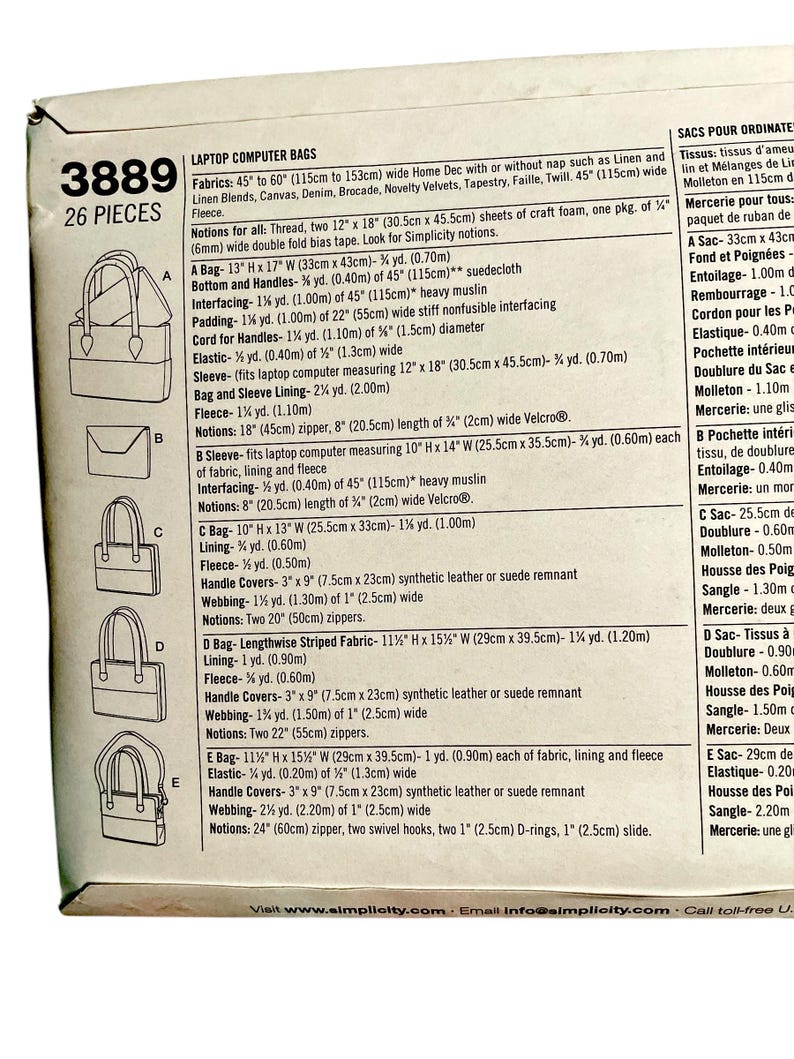 Simplicity Pattern 3889 Laptop Computer Bags Pattern UNCUT - Etsy