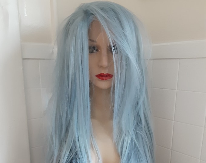 Short Layered Wind Blown Shag Style Light Blue Cosplay Wig 11-70-blsh ...