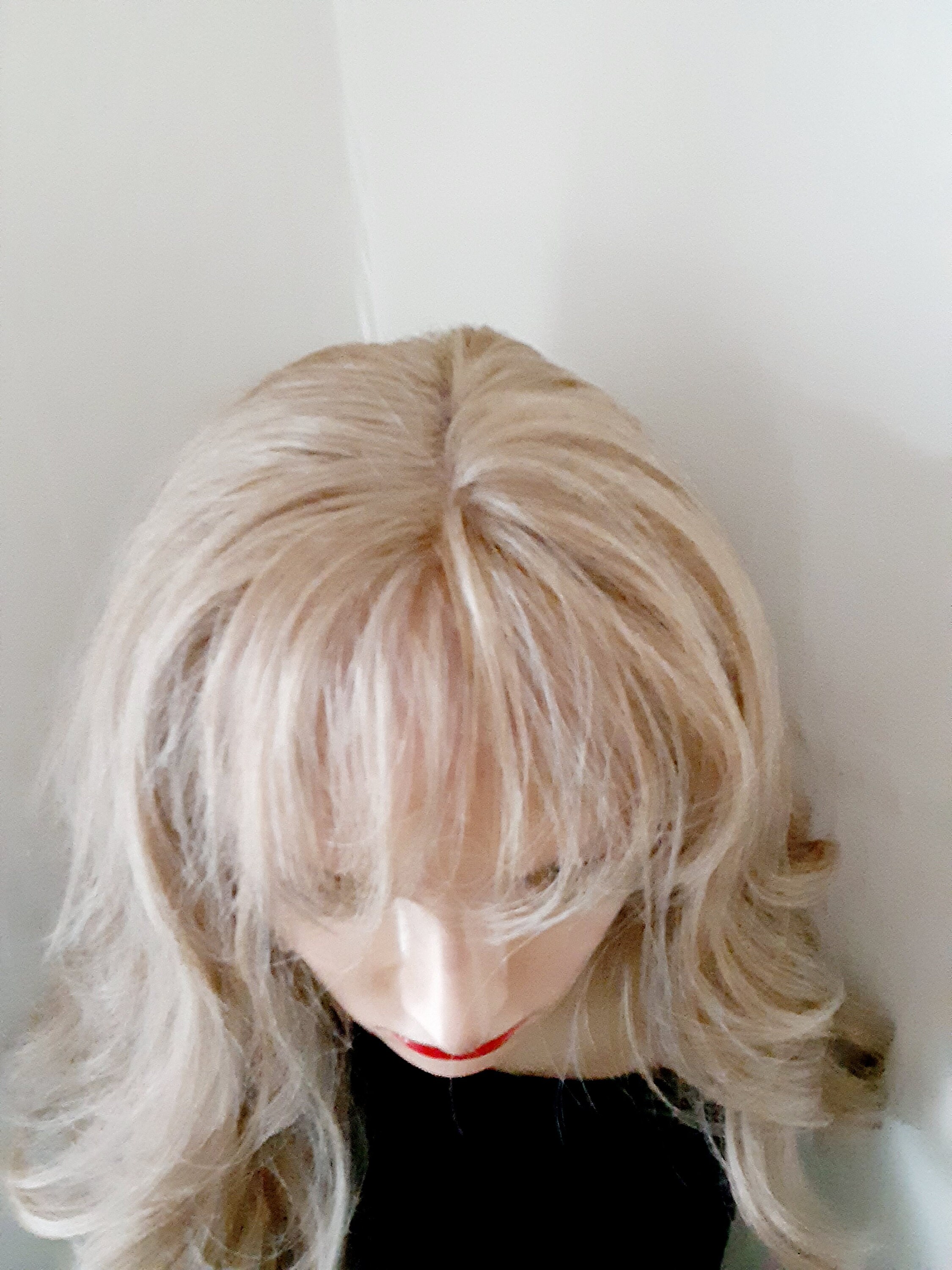 Honey Blonde Lace Front With Whisky Bangs . Human Hair Blend 16' - Etsy