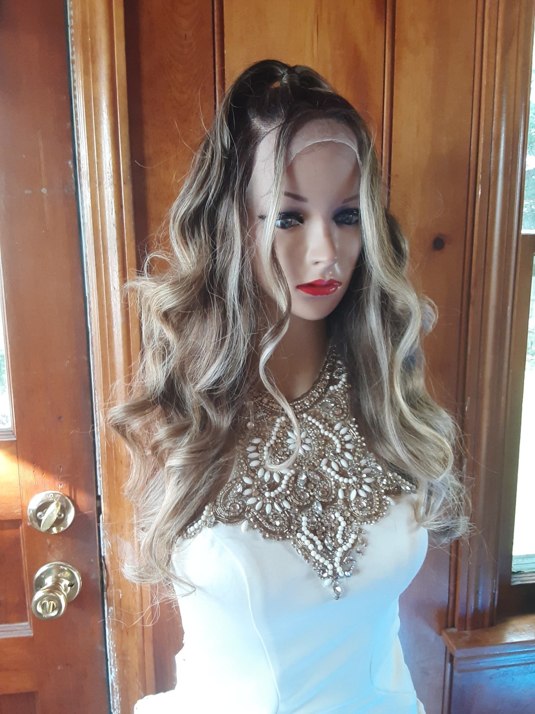 Brown and Blonde 360 Lace Wig Updo Human Hair Blend - Etsy