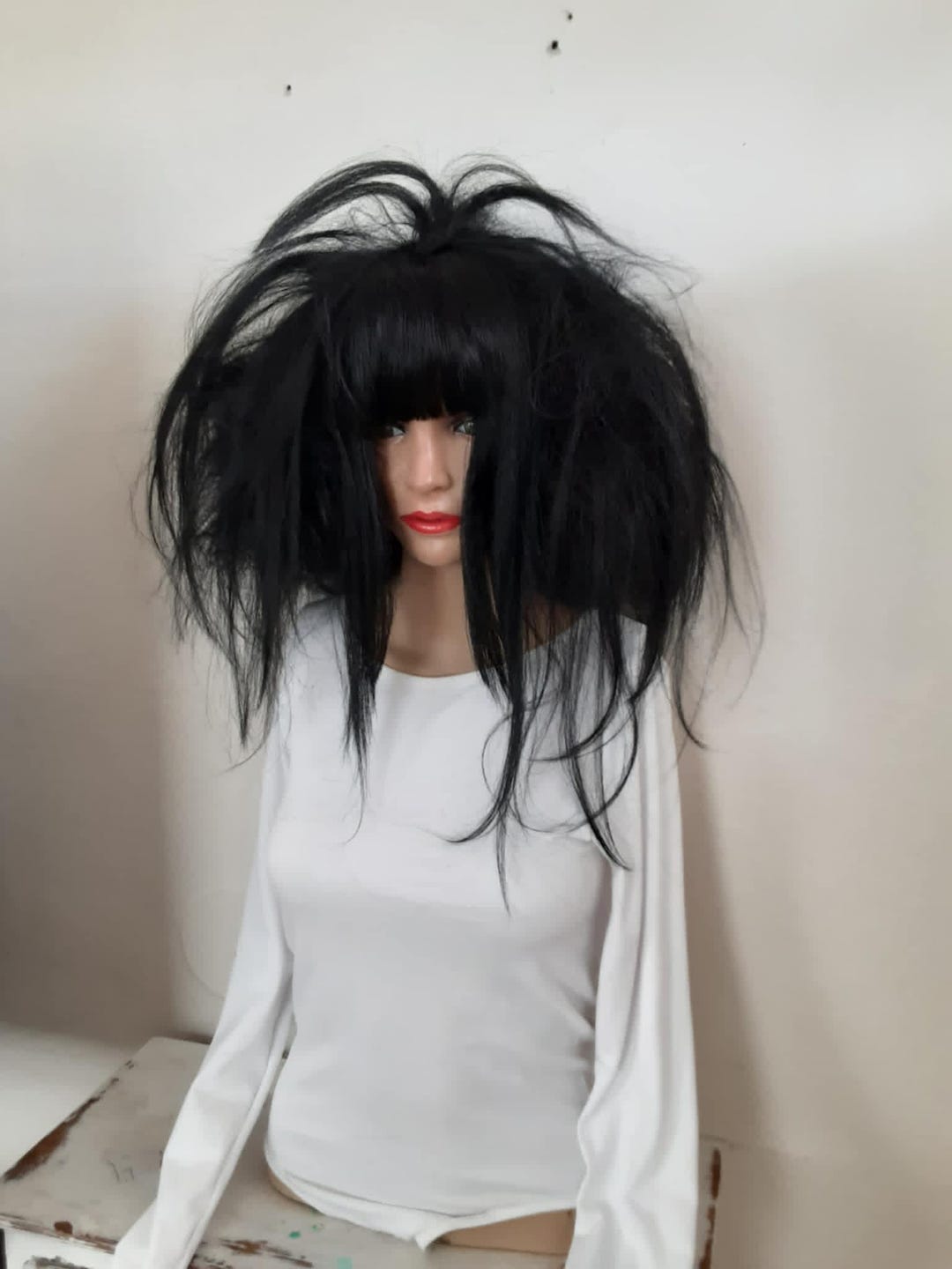 Black Gothic Bat Nest Wig With Bangs Mixed With Human Hair. - Etsy