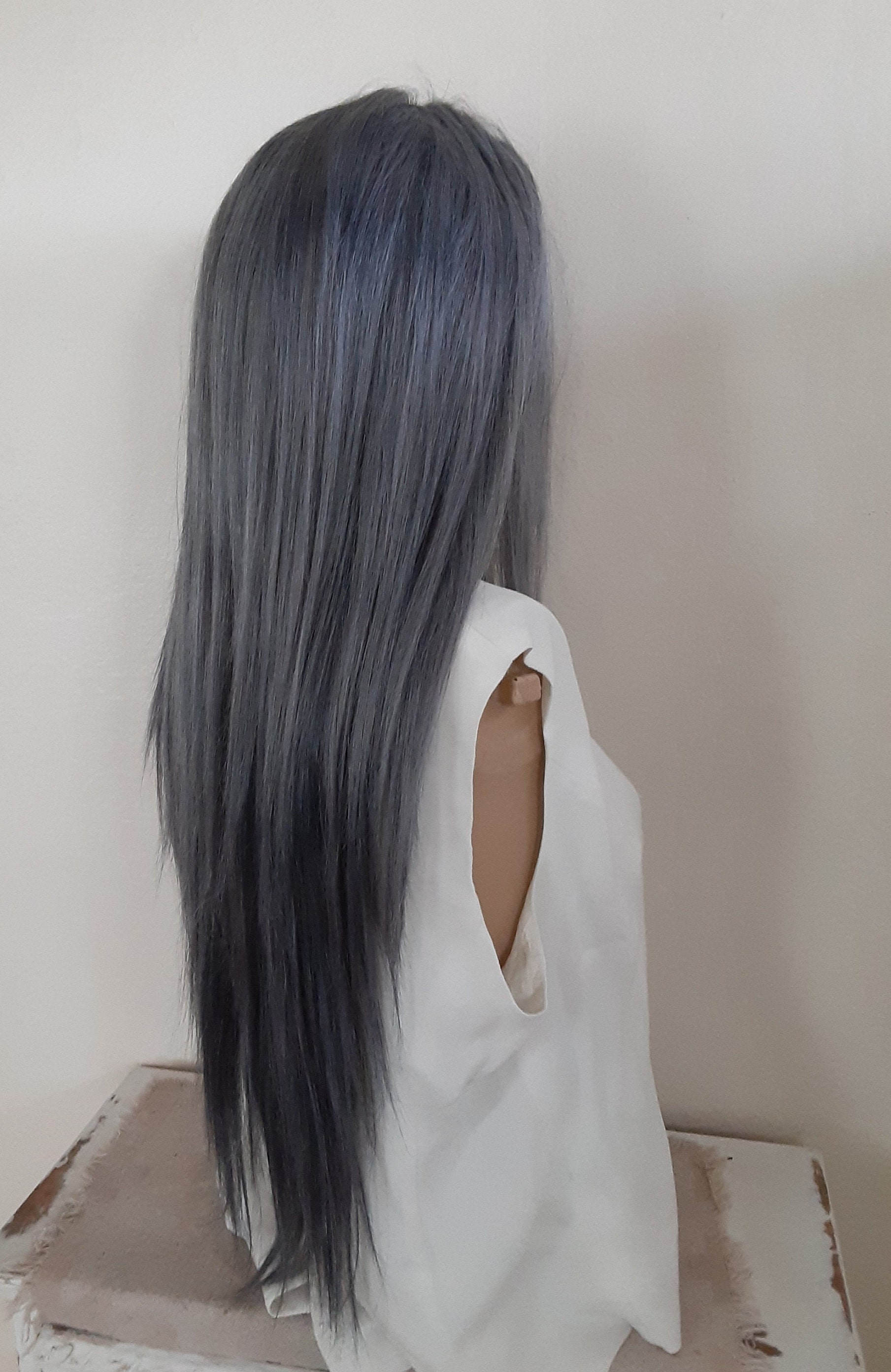 Dark Gray Layered Lace Front Wig - Etsy