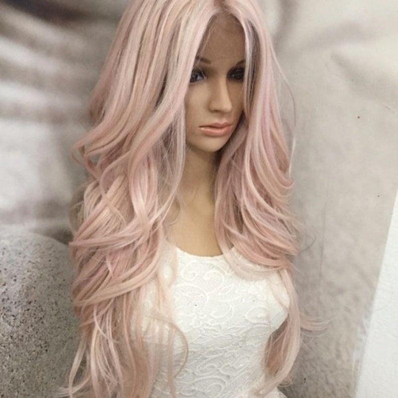 Cotton Candy Pink Lace Front Wig Wavy - Etsy