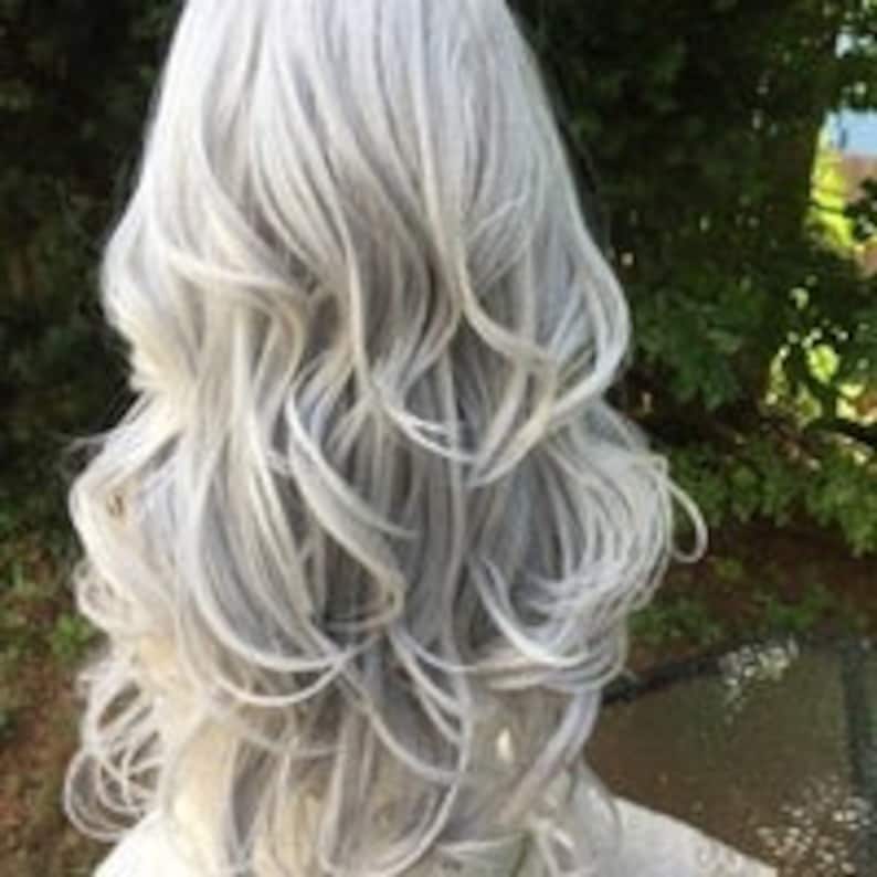 White and Silver Lace Front Wig - Etsy