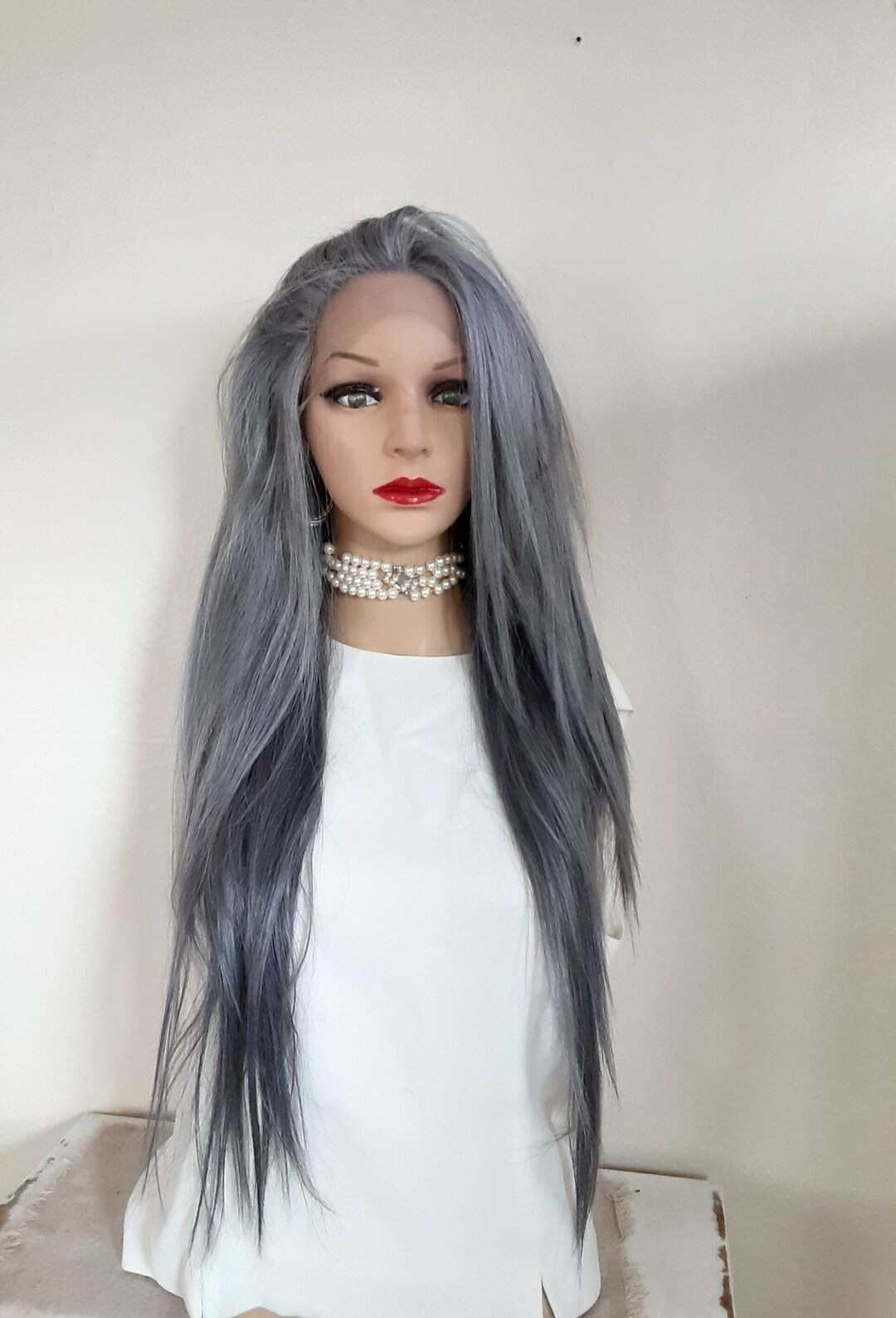 Dark Gray Layered Lace Front Wig - Etsy