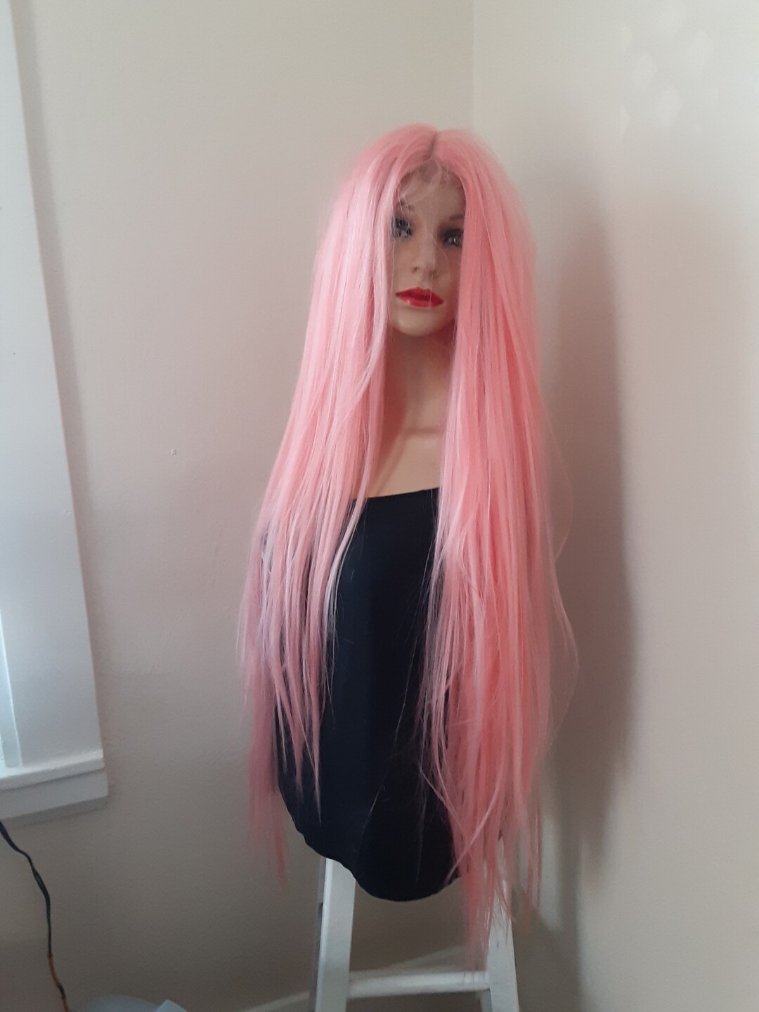 Long Straight Neon Pink Wig Lace Front 34'''' - Etsy