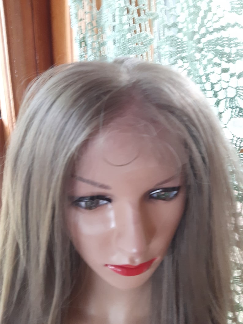 Light Ash Brown Human Hair Blend Straight Free Part Un Top Pre Plucked ...