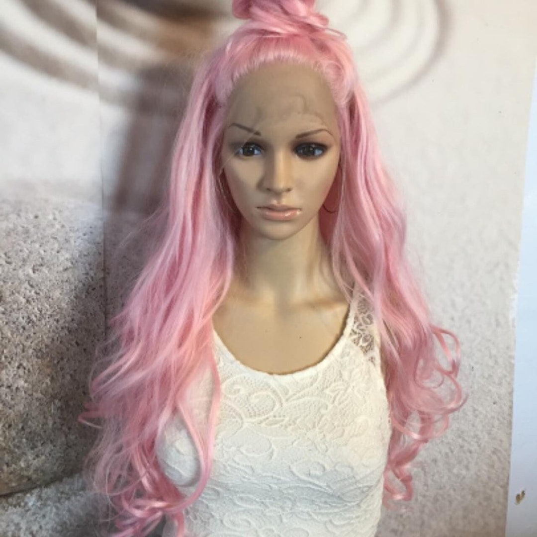 Pink Human Hair Blend Lace Front Wig - Etsy