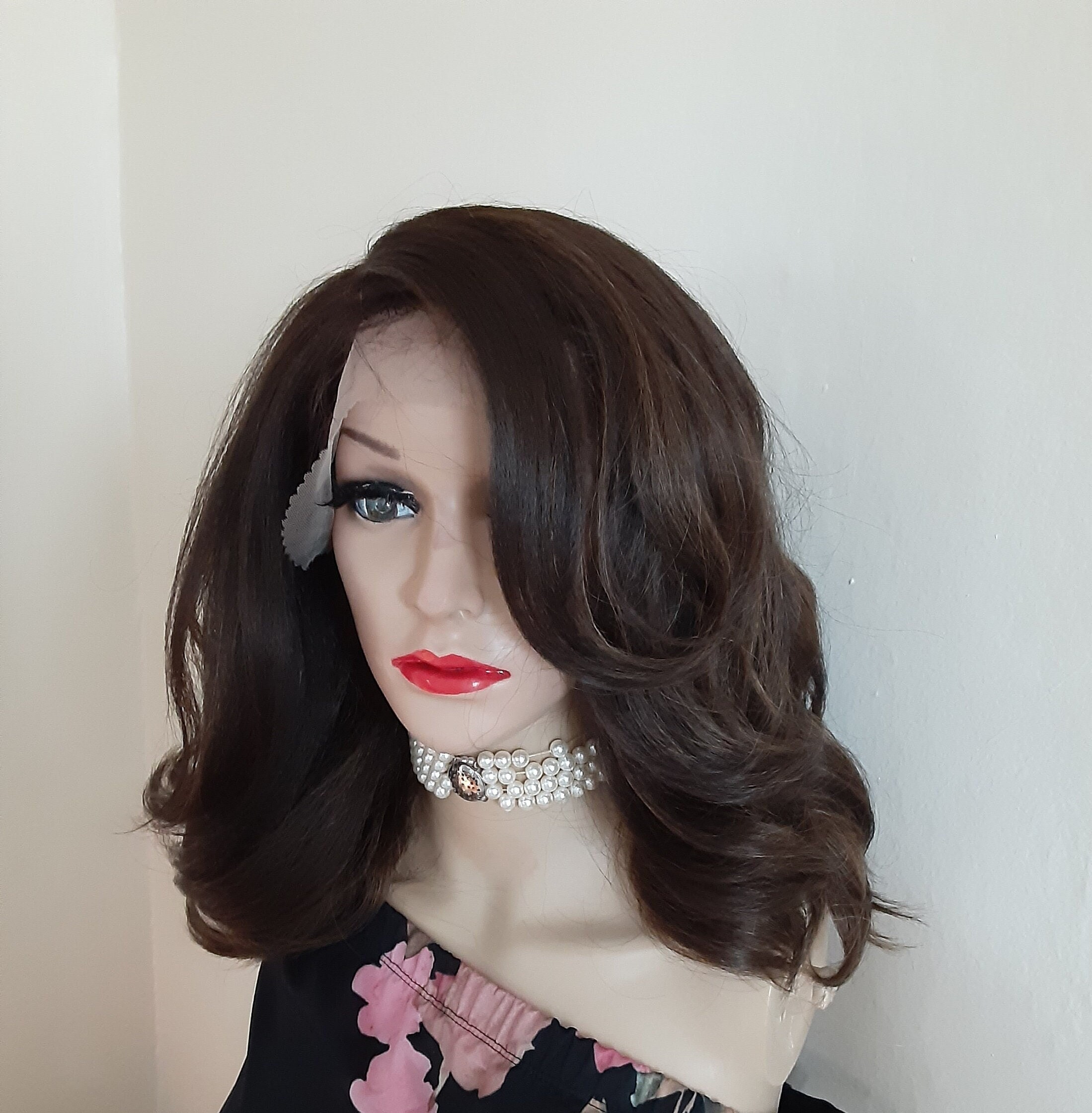 Brown Wig Lace Front Wig Color 4 Human Hair Mix - Etsy