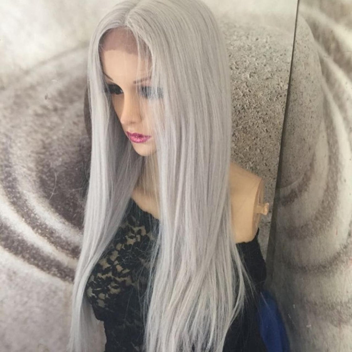 Light Gray Lace Front Wig Straight Platinum - Etsy