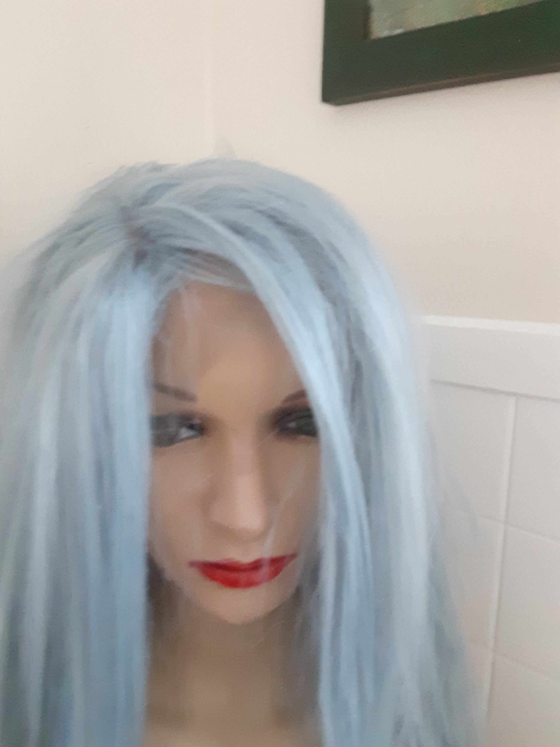 Light Blue Lace Front Wig, Emo Cosplay Wig - Etsy
