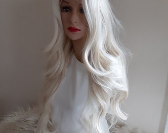 Cassandra. Platinum Blonde Lace Front Wig. Thick Blonde Wig. Grey Roots ...