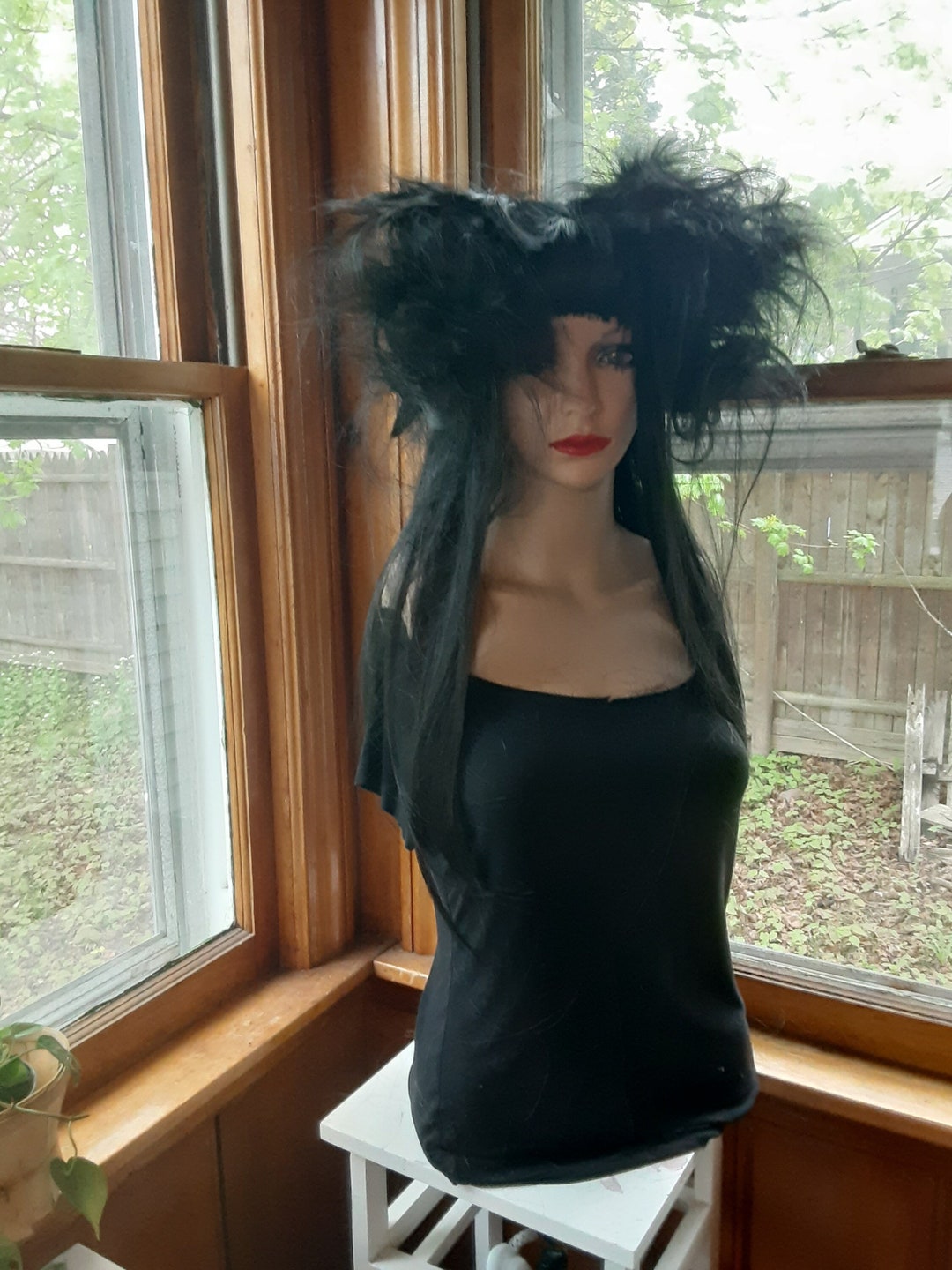 Black Gothic Bat Nest Wig With Bangs Mixed With Human Hair. - Etsy